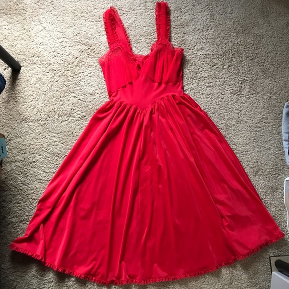 Dresses | Vintage Bright Red Gown | Poshmark